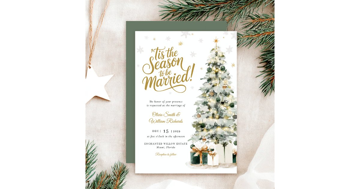 Christmas Tree Wedding Invitation | Zazzle