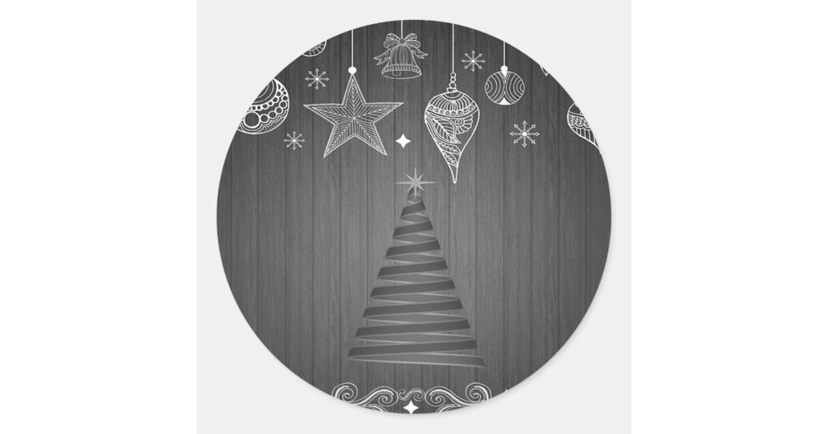 Christmas Tree,White Christmas Ornaments Classic Round Sticker | Zazzle
