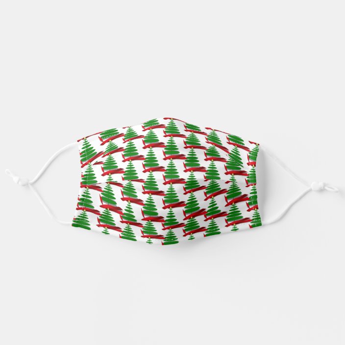 Christmas Tree with Red Ribbon Adult Cloth Face Mask | Zazzle.com