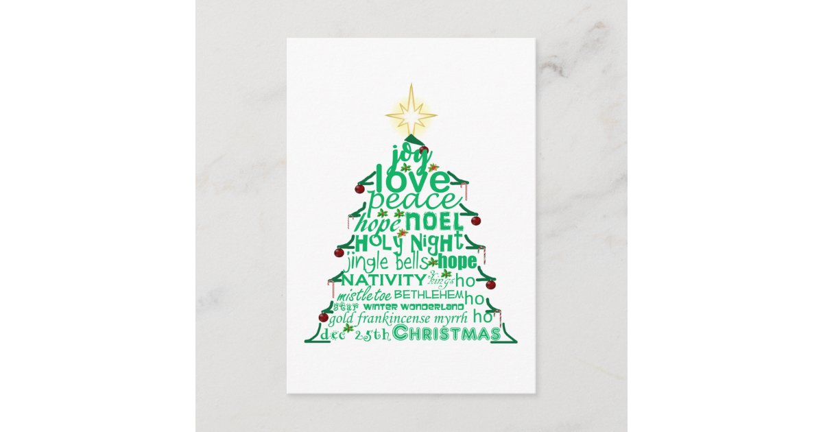 Christmas Tree Words Enclosure Card | Zazzle
