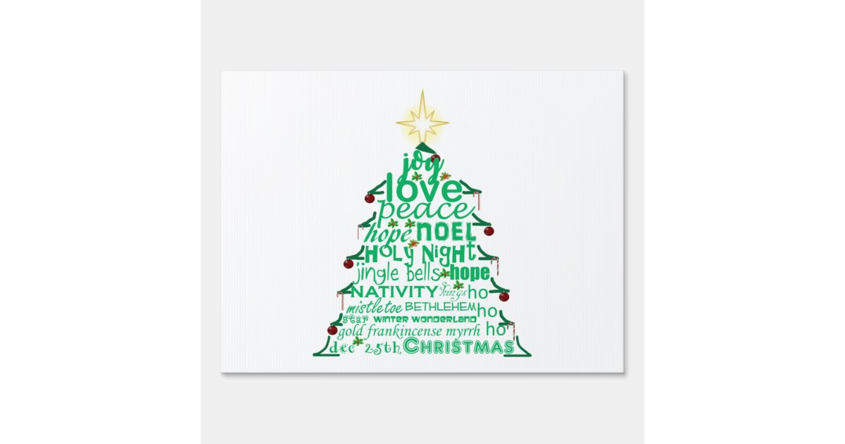 Christmas Tree Words Sign | Zazzle