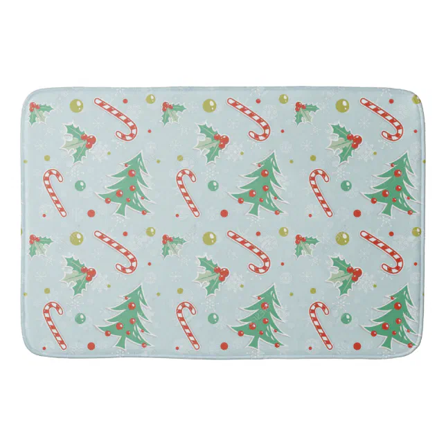 Christmas Trees And Candy Canes Bath Mat | Zazzle