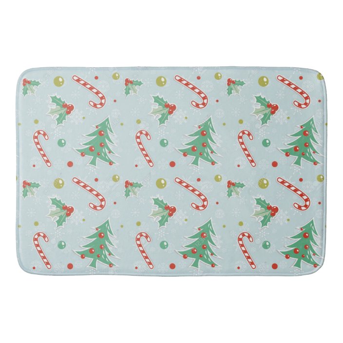 Christmas Trees And Candy Canes Bath Mat | Zazzle.com