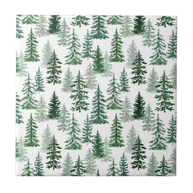 Christmas Trees and Snow in the Forest Ceramic Tile | Zazzle