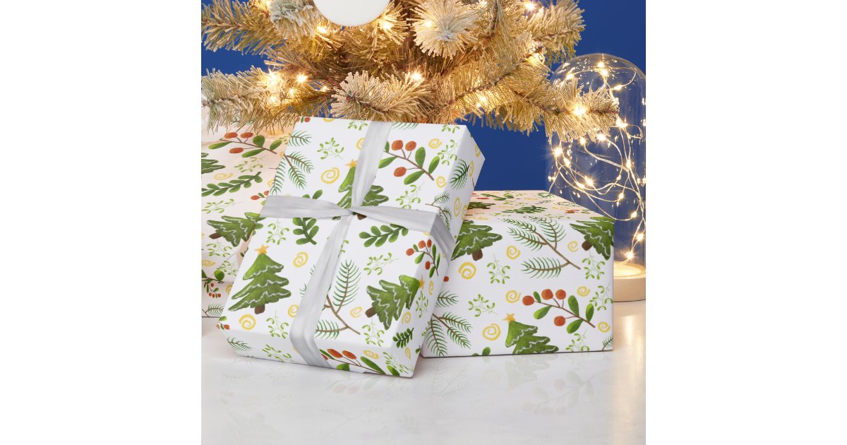 christmas trees gift wrapping papers wrapping paper | Zazzle