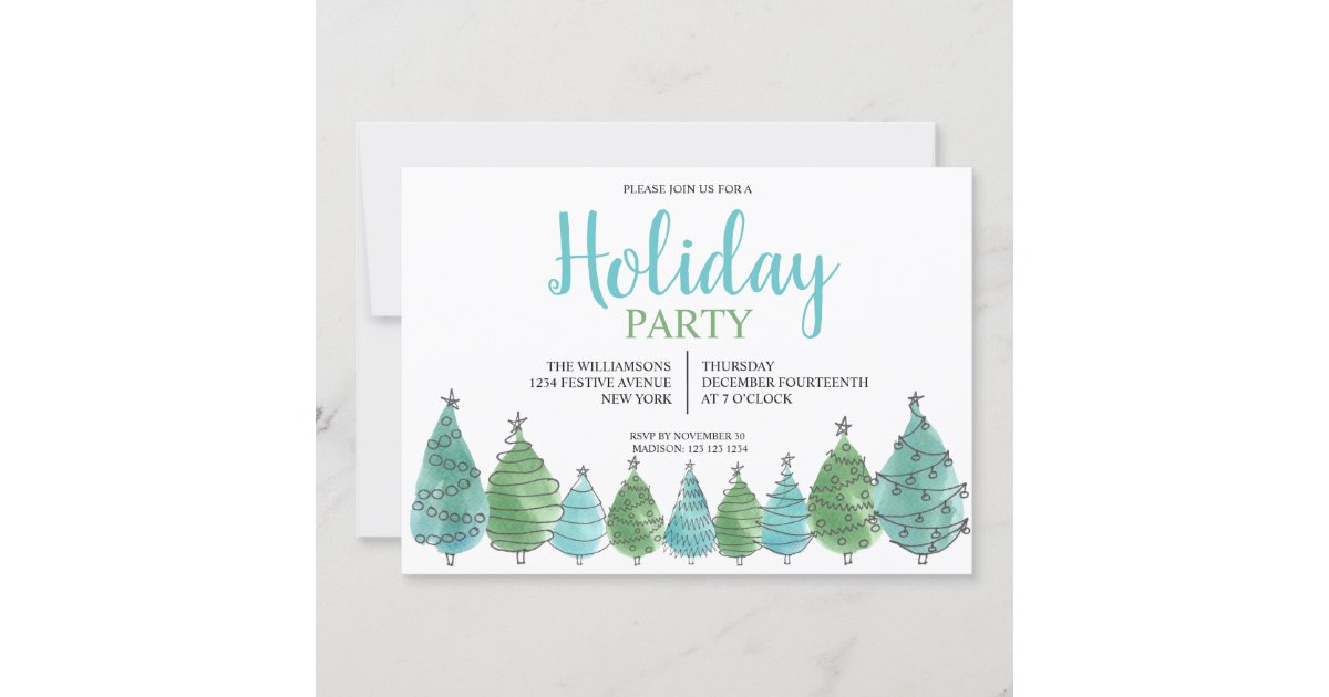 Christmas Trees Holiday Party Invitation | Zazzle