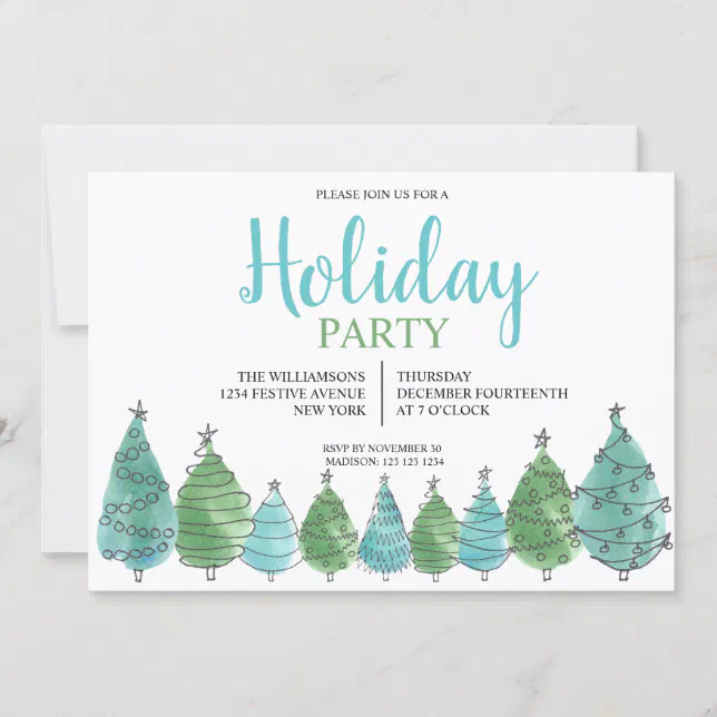 Christmas Trees Holiday Party Invitation | Zazzle