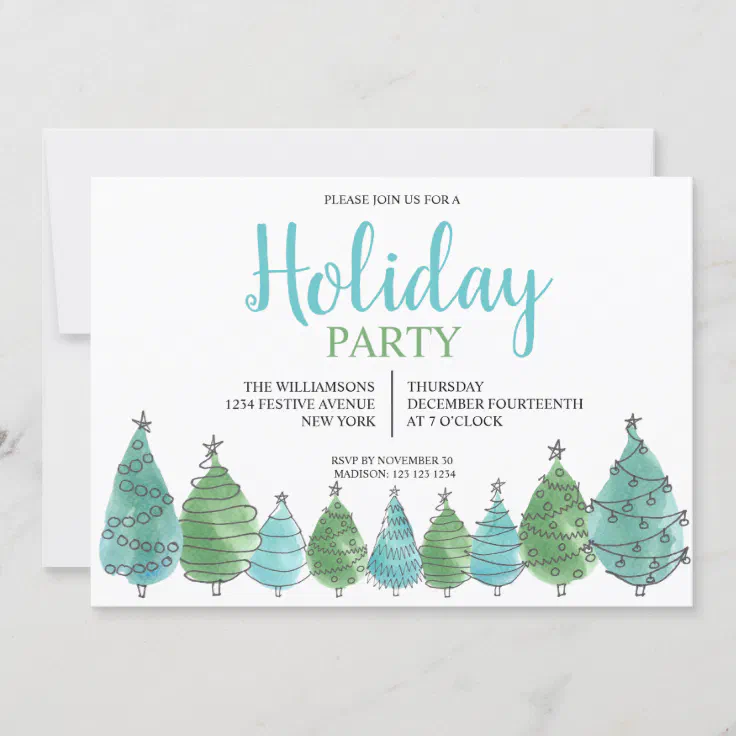Christmas Trees Holiday Party Invitation | Zazzle
