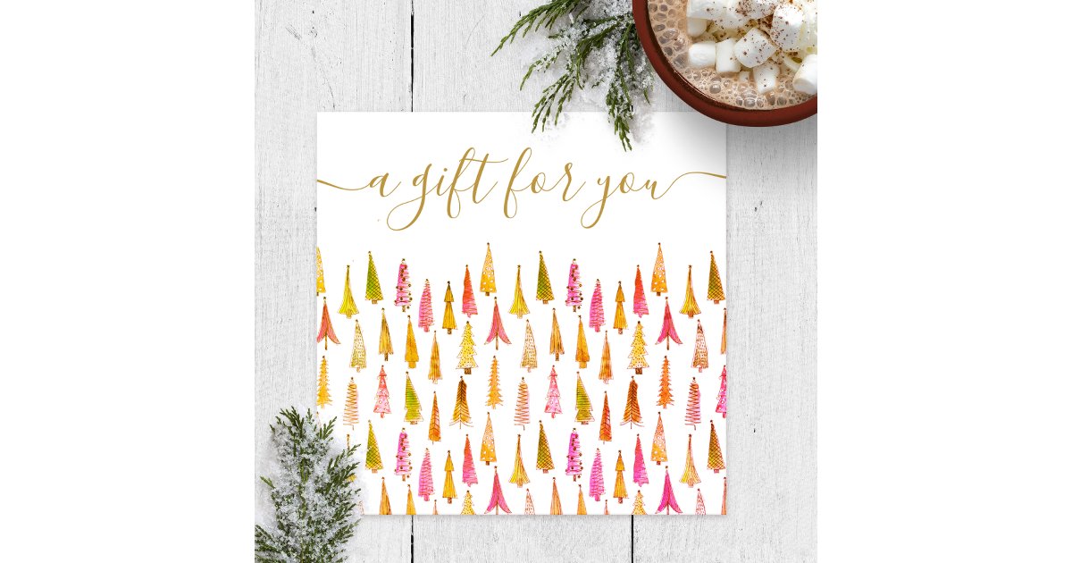 Christmas Trees Holiday Script Gift Certificate | Zazzle