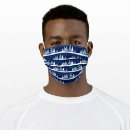 Christmas Trees Night Sky Adult Cloth Face Mask | Zazzle