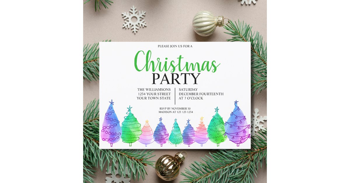 Christmas Trees Party Invitation | Zazzle