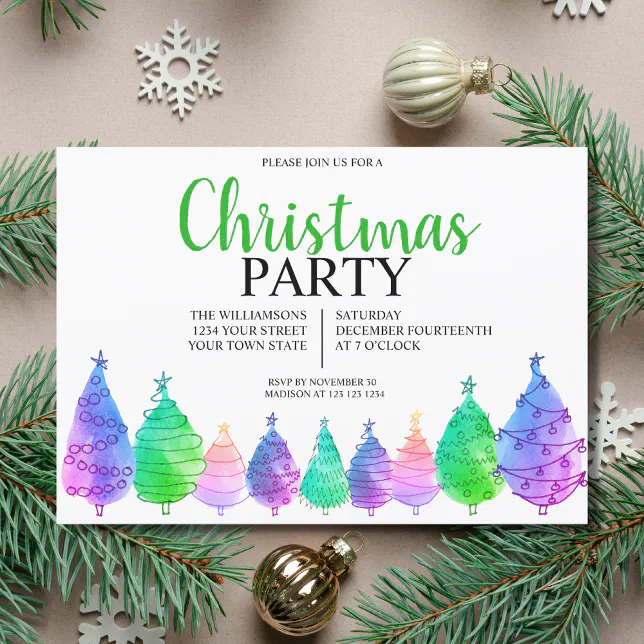 Christmas Trees Party Invitation | Zazzle