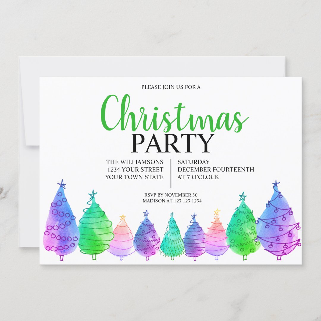 Christmas Trees Party Invitation | Zazzle