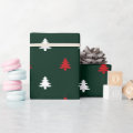 Christmas Trees red white dark pine green pattern Wrapping Paper | Zazzle