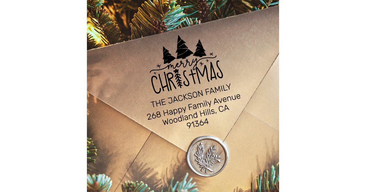 Christmas Trees return address Self-inking Stamp | Zazzle
