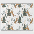 Christmas trees & tigers pattern custom background wrapping paper | Zazzle