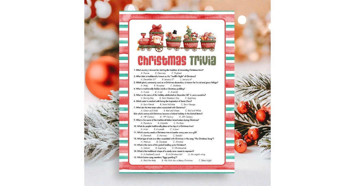 Christmas Trivia Game Holiday Card | Zazzle