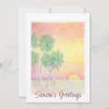 Christmas Tropical Beach Sunset Palm Trees Holiday Card | Zazzle