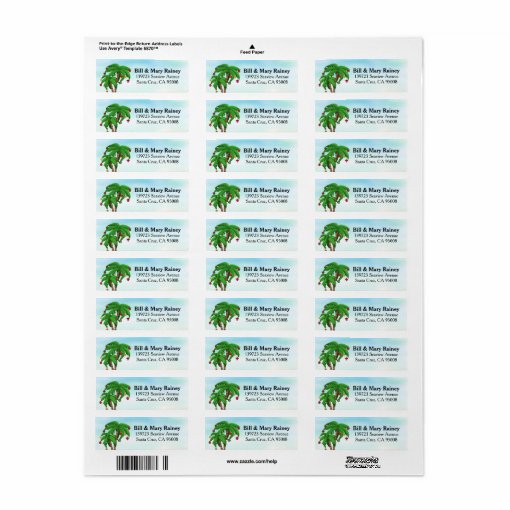 Christmas Tropical Palm Tree Label | Zazzle