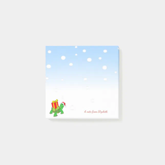 Christmas,Turtle Santa Hat,Present-Personalized Post-it Notes | Zazzle