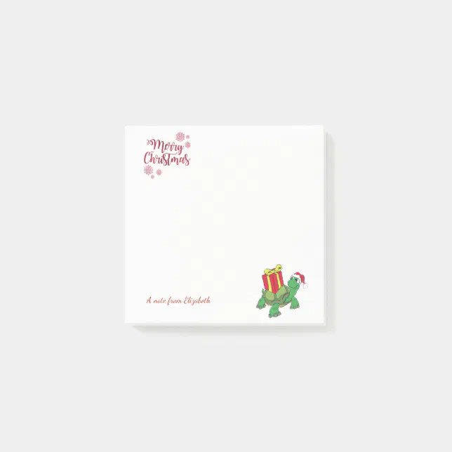Christmas,Turtle ,Santa Hat,Present-Personalized Post-it Notes | Zazzle