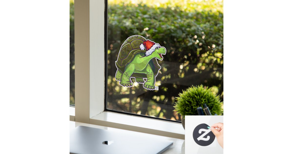 Christmas Turtle Window Cling | Zazzle