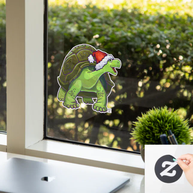 Christmas Turtle Window Cling | Zazzle