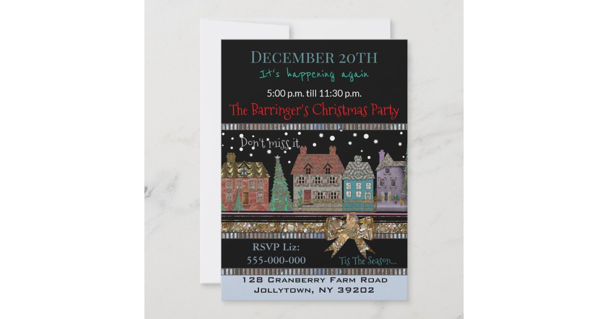Christmas Village Holiday Christmas Party Invitation | Zazzle