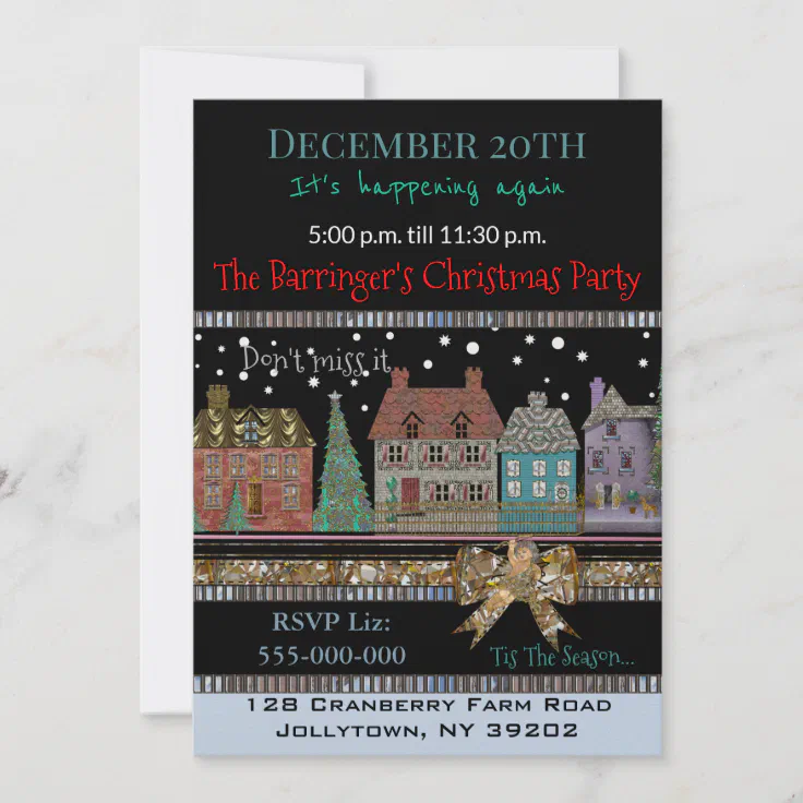 Christmas Village Holiday Christmas Party Invitation | Zazzle