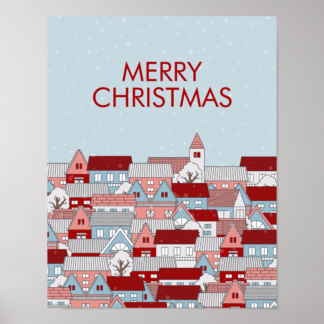 Christmas Village Holiday Poster Sign | Zazzle