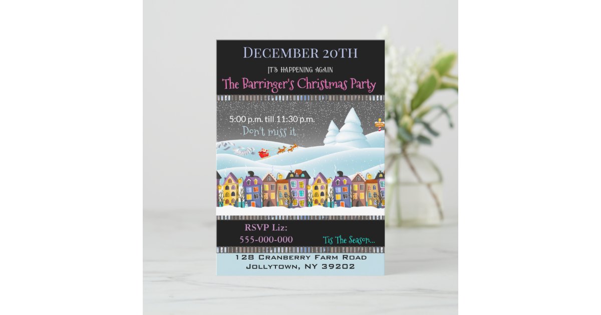 Christmas Village III Holiday Christmas Party Invitation | Zazzle