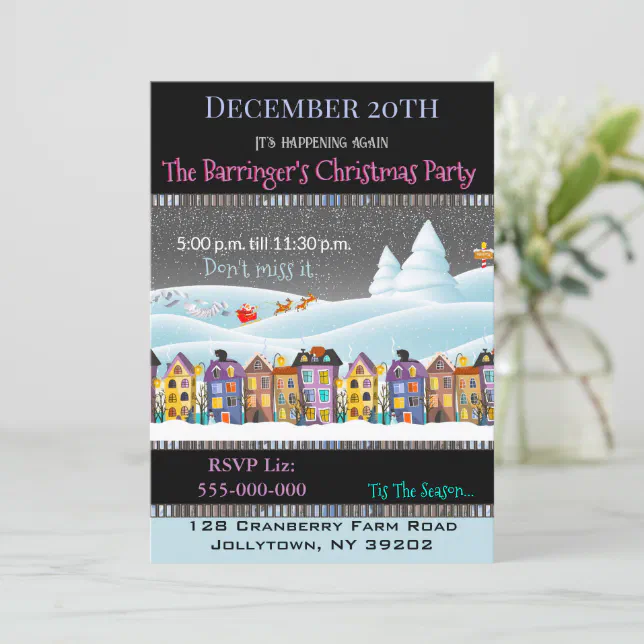 Christmas Village III Holiday Christmas Party Invitation | Zazzle