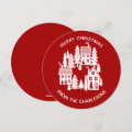 Christmas Village Red and White Personalized Holiday Card | Zazzle