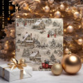 Christmas Village Vintage Rustic Wrapping Paper Sheets | Zazzle