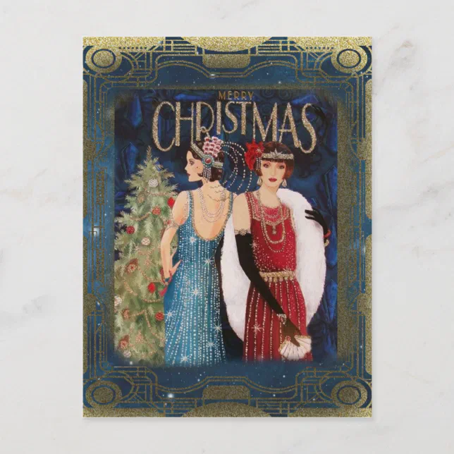 Christmas Vintage Art Deco Postcard | Zazzle