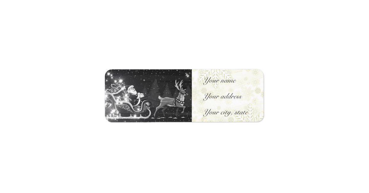 Christmas vintage black and white Santa decor Label | Zazzle
