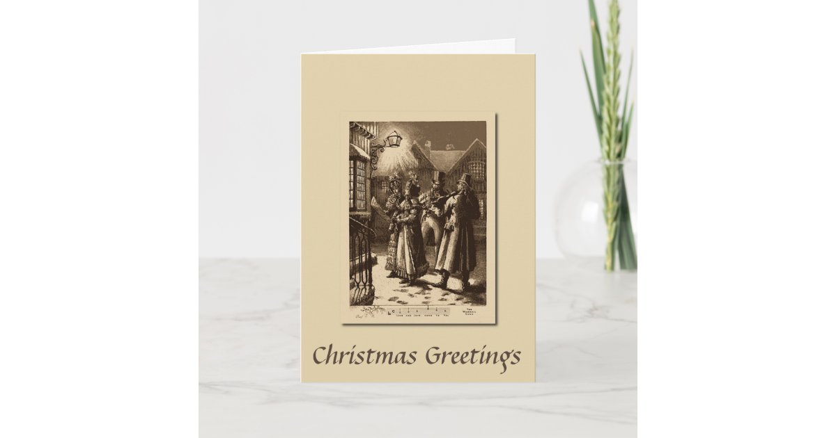 Christmas Vintage Carol Singers and Musicians Card | Zazzle