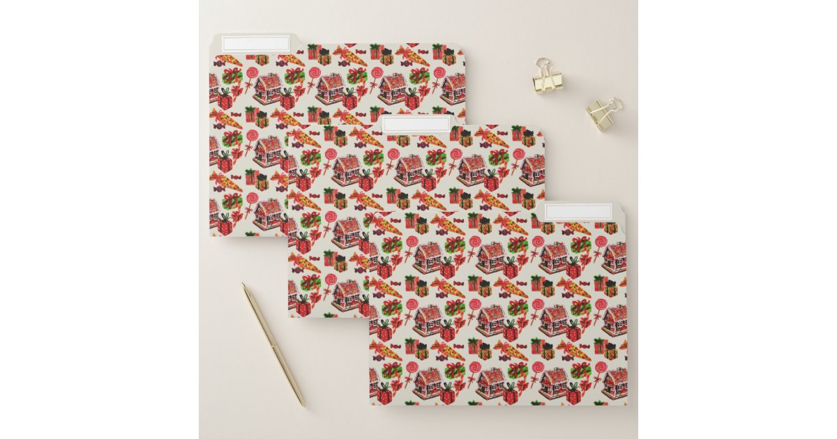 Christmas Vintage Family House Candy Cane File Folder | Zazzle