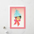 Christmas Vintage Girl Wearing Tree As Hat Holiday Card | Zazzle