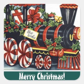 Christmas Vintage Holiday train sticker | Zazzle