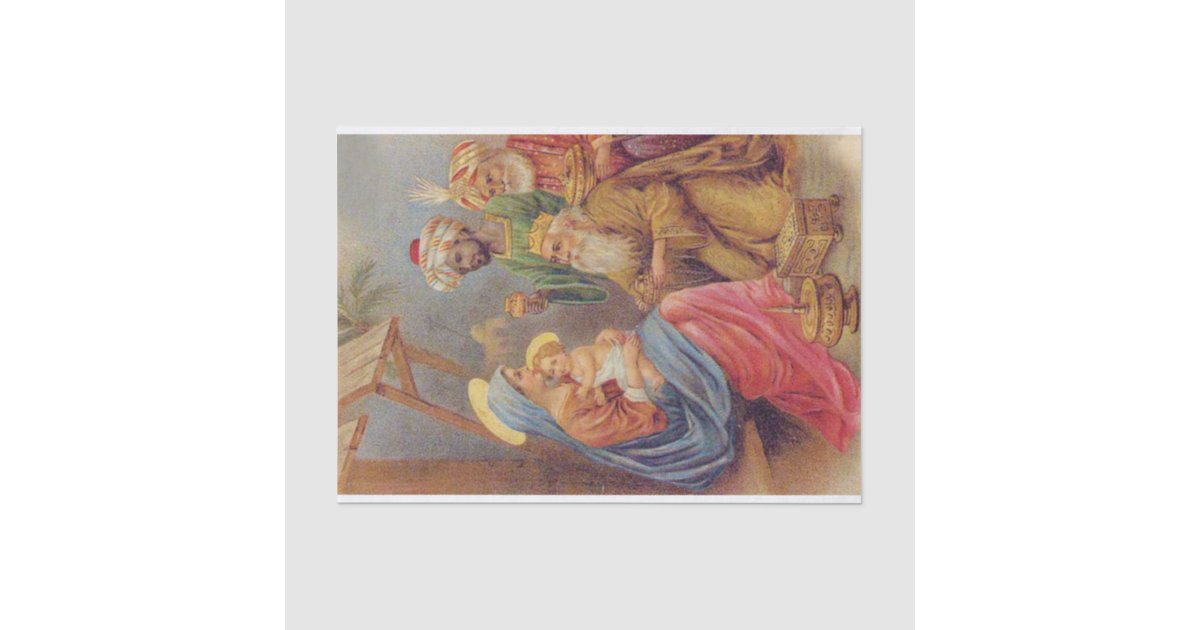 Christmas Vintage Nativity Jesus Illustration Tissue Paper | Zazzle