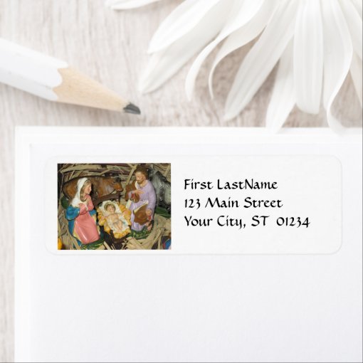 Christmas Vintage Nativity Return Address Label | Zazzle