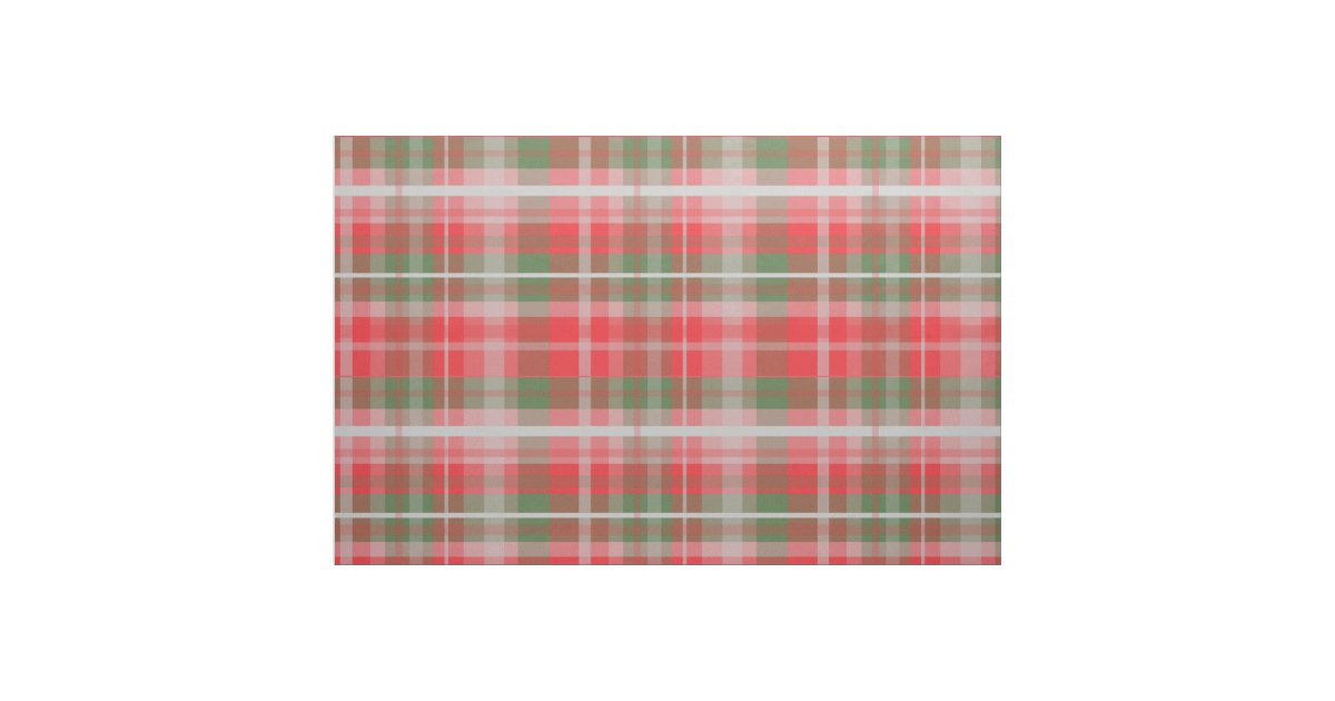 Christmas Vintage Retro Country Plaid Pattern Fabric | Zazzle