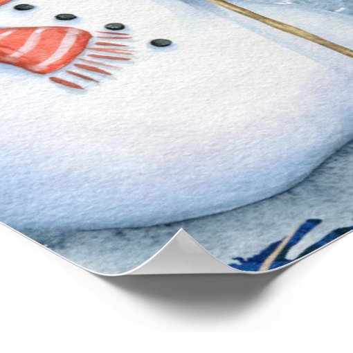 Christmas vintage snowman poster | Zazzle