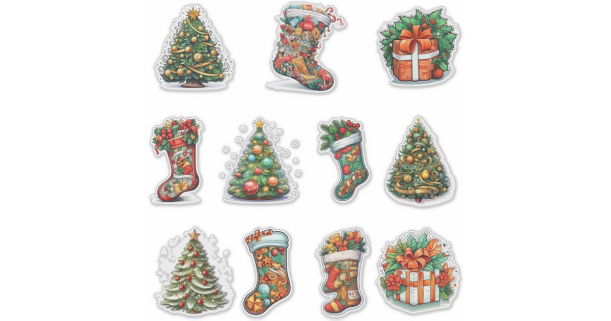 Christmas Vinyl Stickers Collection | Zazzle