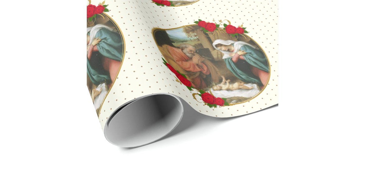 Christmas Virgin Mary Baby Jesus Joseph Nativity W Wrapping Paper | Zazzle