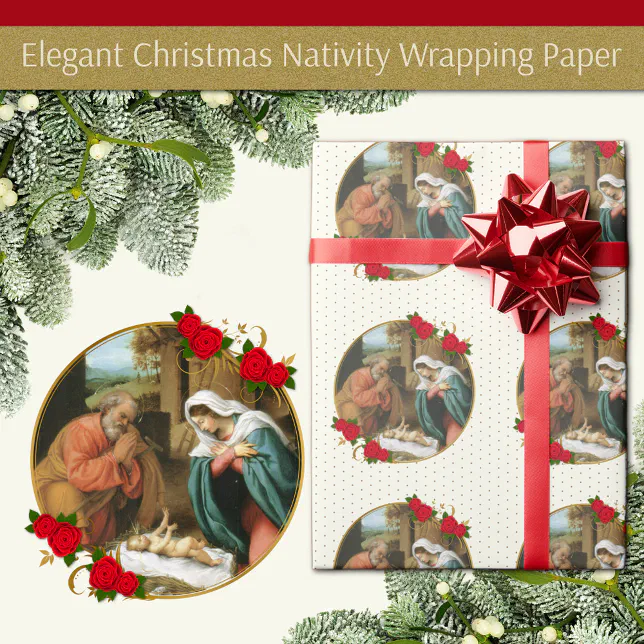 Christmas Virgin Mary Baby Jesus Joseph Nativity W Wrapping Paper | Zazzle