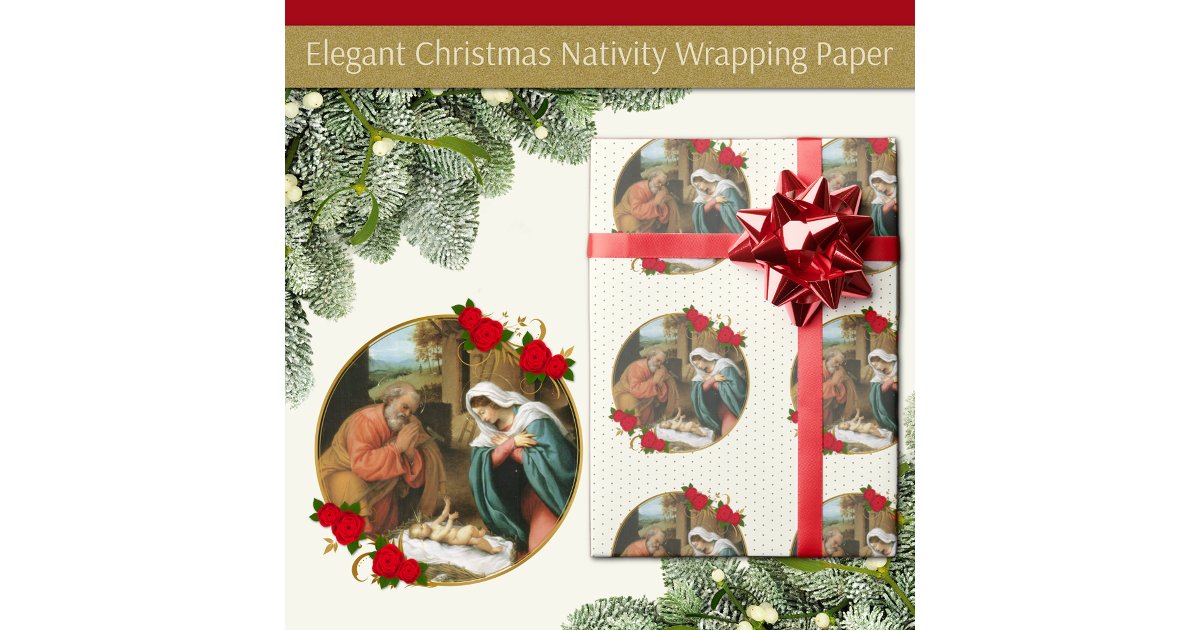 Christmas Virgin Mary Baby Jesus Joseph Nativity W Wrapping Paper | Zazzle