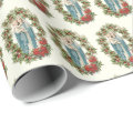 Christmas Virgin Mary Jesus Poinsettia Rosary Wrapping Paper | Zazzle