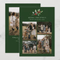 Christmas Watercolor Floral Five Photo Collage Holiday Card | Zazzle